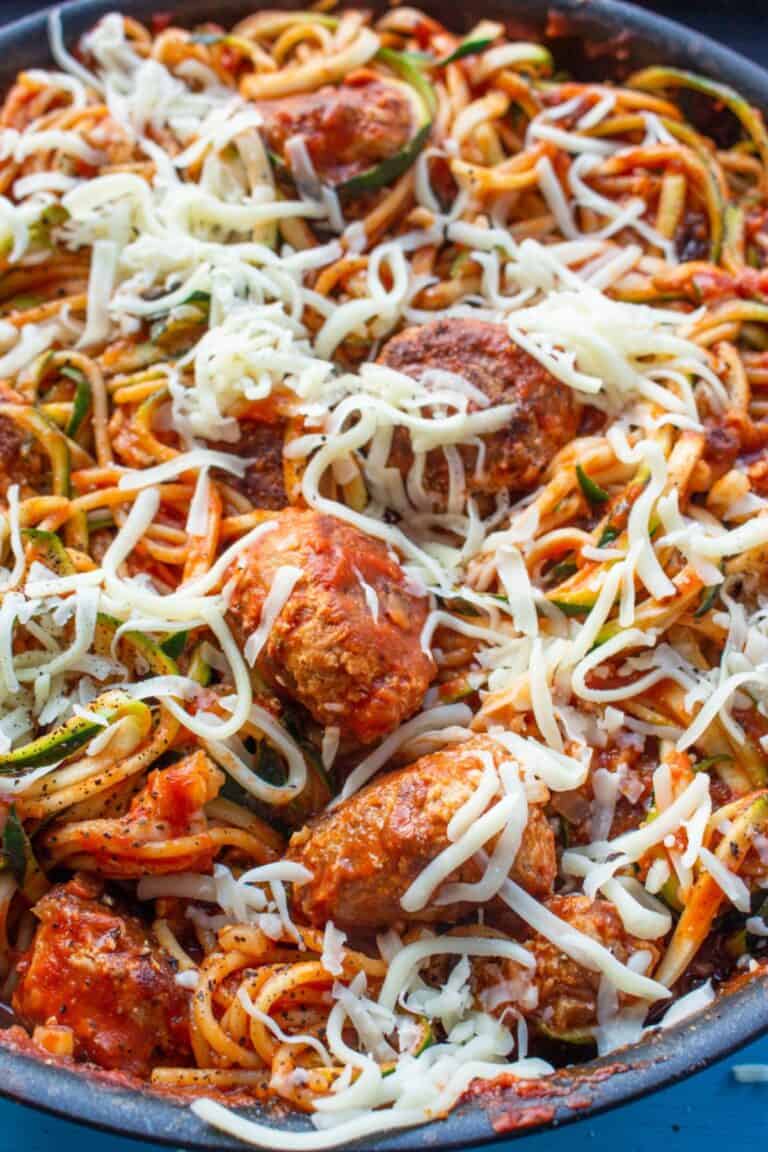 Meatball Marinara with Spiralized Courgette and Wholewheat spaghetti ...